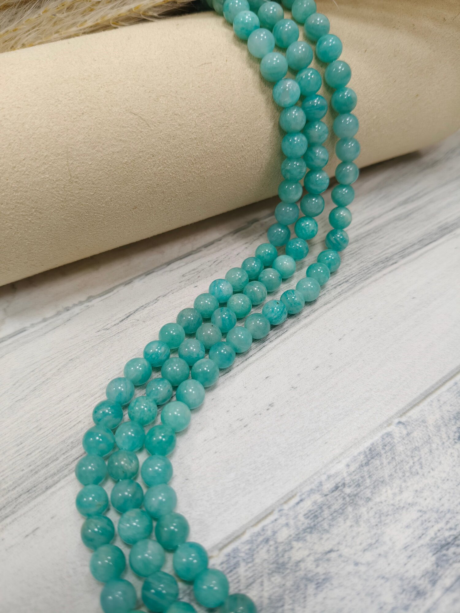 Бусины амазонит А шар гладкий 6 мм (нить 18 см), Suntrim