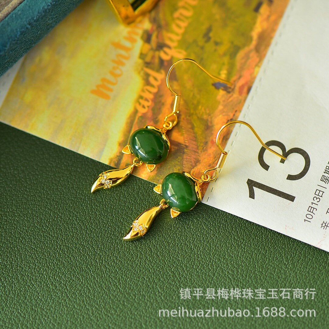 Новые серьги в китайском стиле, древние инкрустированные серьги из нефрита и яшмы, капля воды, бабочка, серьги в древнем стиле, ретро, лучший друг, женский стиль