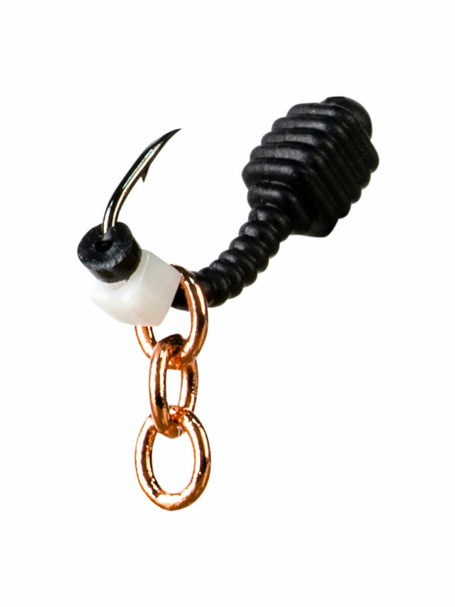 Мормышка безнасадочная (безмотылка) для летней и зимней рыбалки Личинка Куб "Левша-НН", 0,4 г, кубик белый цепочка Кандалы, крючок №4, чёрный / 3 шт.