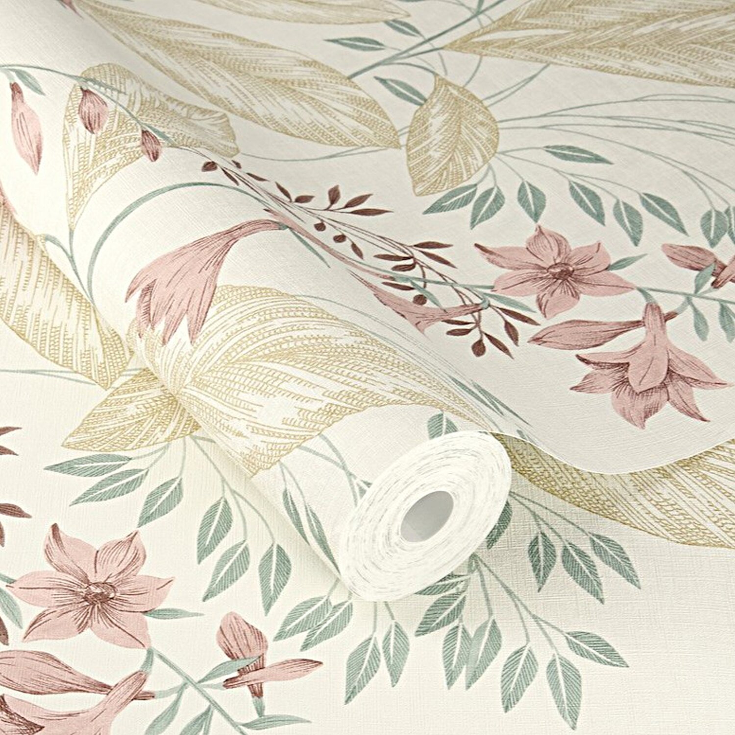 Обои флизелиновые Раш (Rasch) . Матовые моющиеся, с рисунком листья веточка бежевые 794434