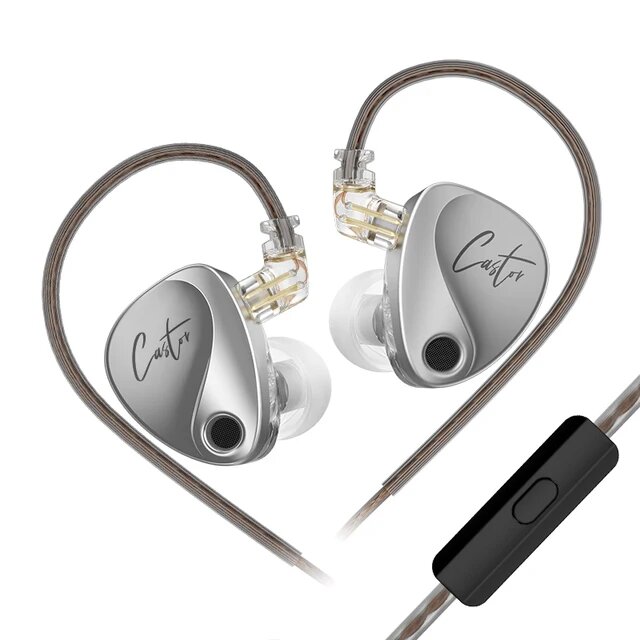 Наушники KZ Castor In-Ear HiFi Headphones 2DD: высококачественный динамический излучатель, регулируемый сбалансированный арматурный излучатель, шумоподавление, съемный кабель.