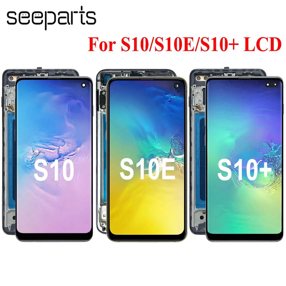 TFT-экран для Samsung Galaxy S10 S10E LCD S10 + S10 PLUS ЖК-дисплей, сменный преобразователь сенсорного экрана в сборе (S10E) Black