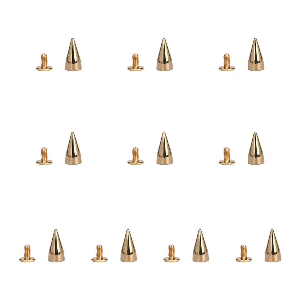 Готические шипы из сплава, 10 шт, Светло - золотой - 13 толстое дно 7x14