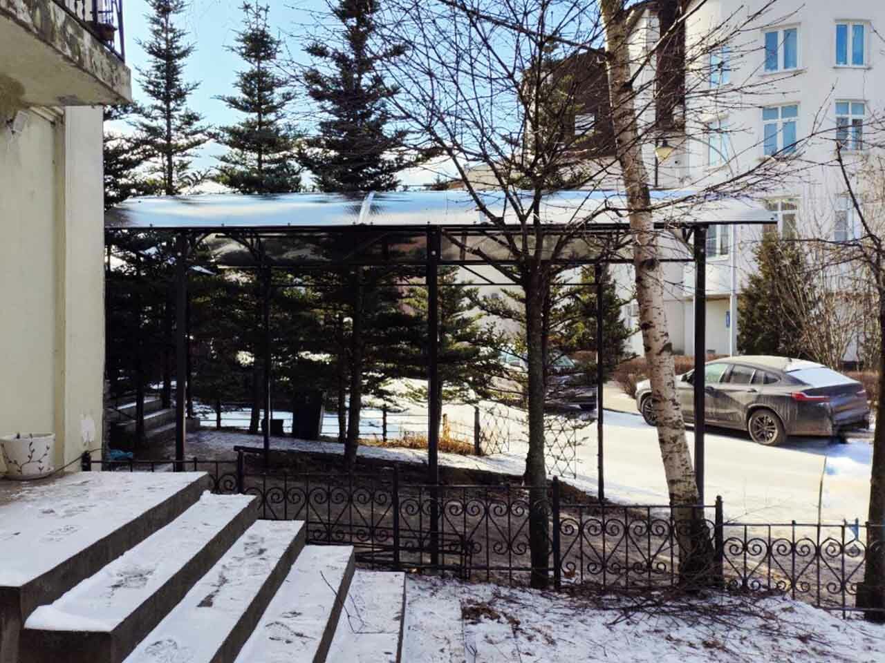 Навес сборный арочный Комфорт+ 3,5x4, металл каркас, поликарбонат