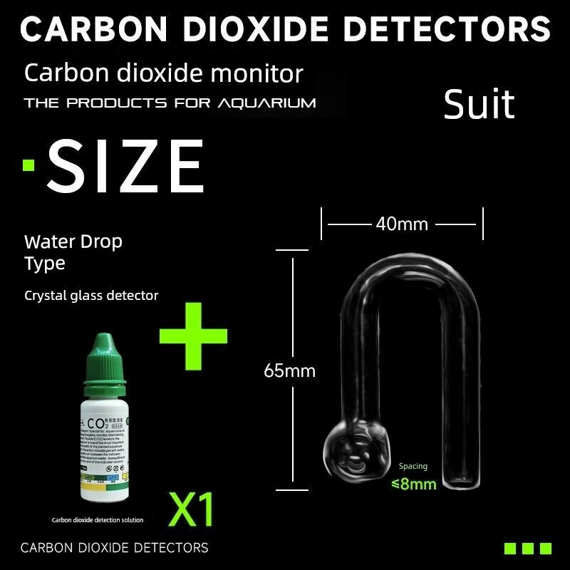 Аквариумный детектор CO2, тип N-форма с одной бутылкой реагента для стекла ≤8мм