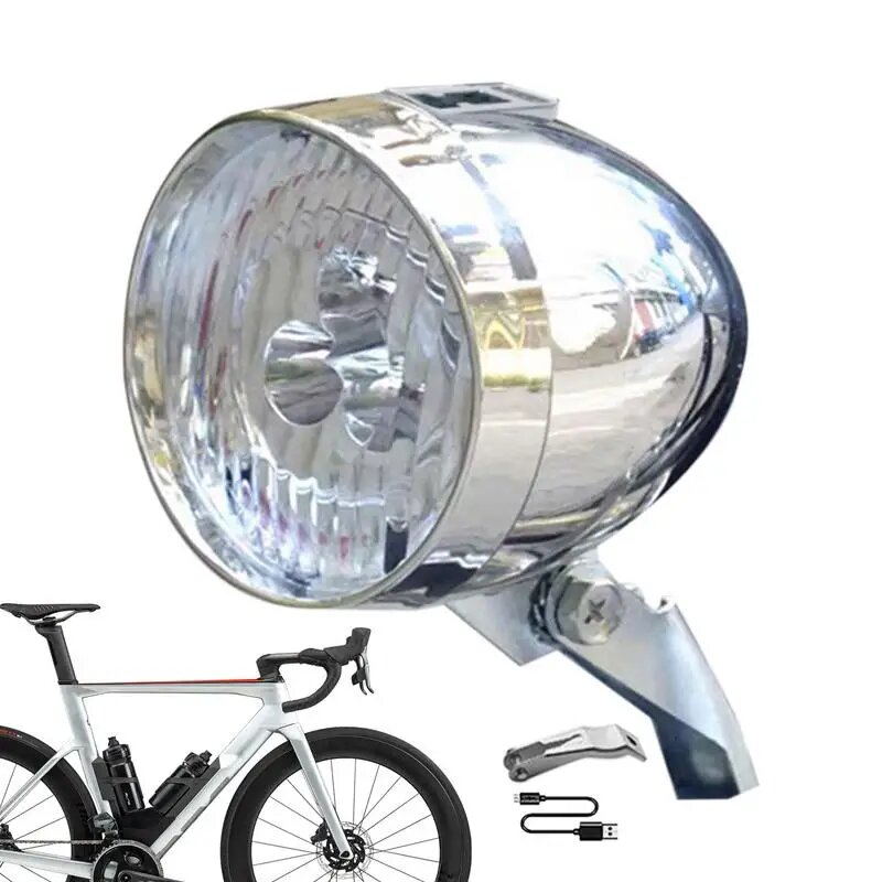 Ретро USB велофонарь 3 LED Silver — фото 1