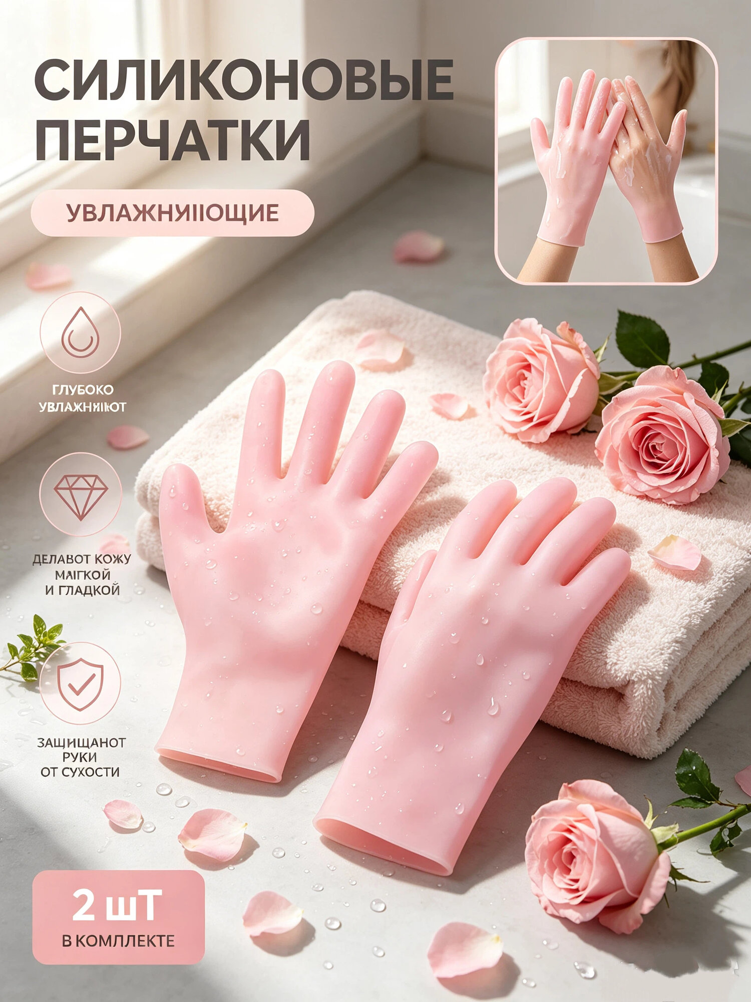 Силиконовая увлажняющая маска для рук, отшелушивающая и отбеливающая