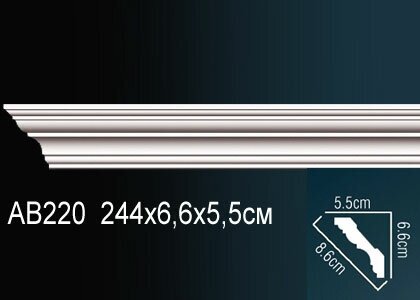 Карниз Perfect потолочный 55x66 мм плинтус полиуретановый под покраску AB 220-1 метр