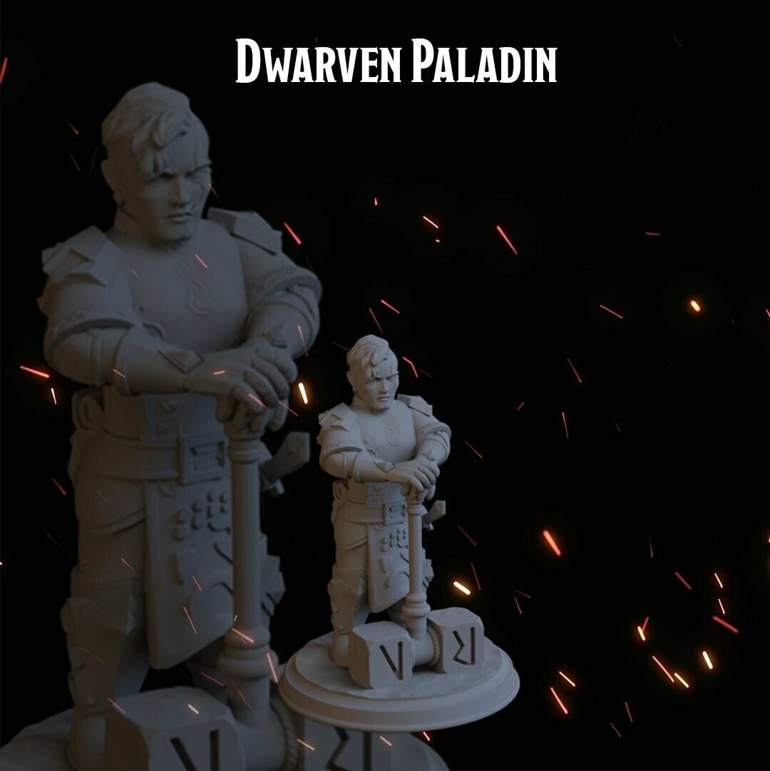 Паладин Дварф женщина 35,5мм фигурки/миниатюры (ДнД, DnD, D&D, Dungeons & Dragons, Pathfinder, Подземелья и Драконы, Wargames)