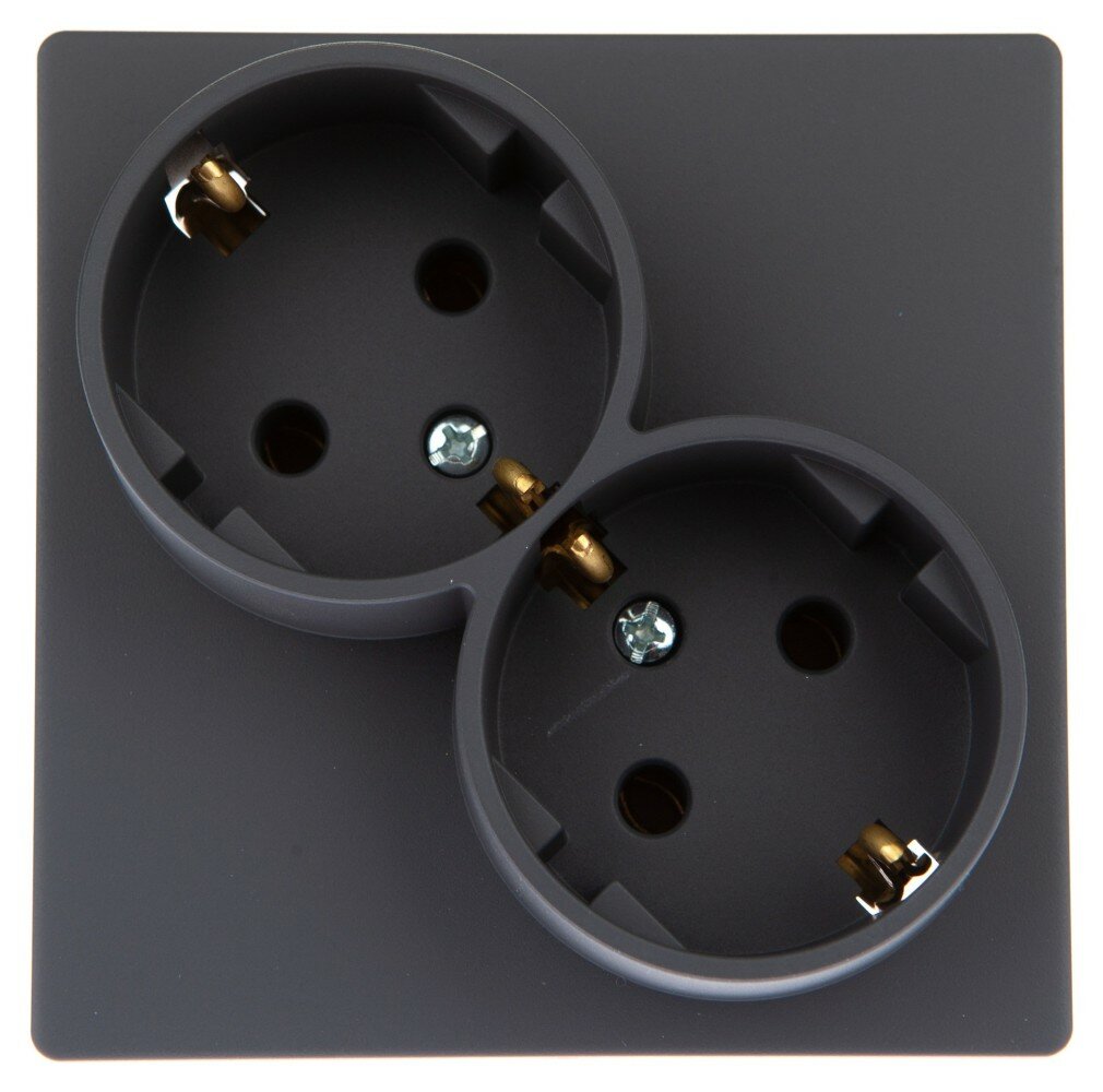 Розетка двойная с заземлением графит (черная) Simon 24 2450459-038