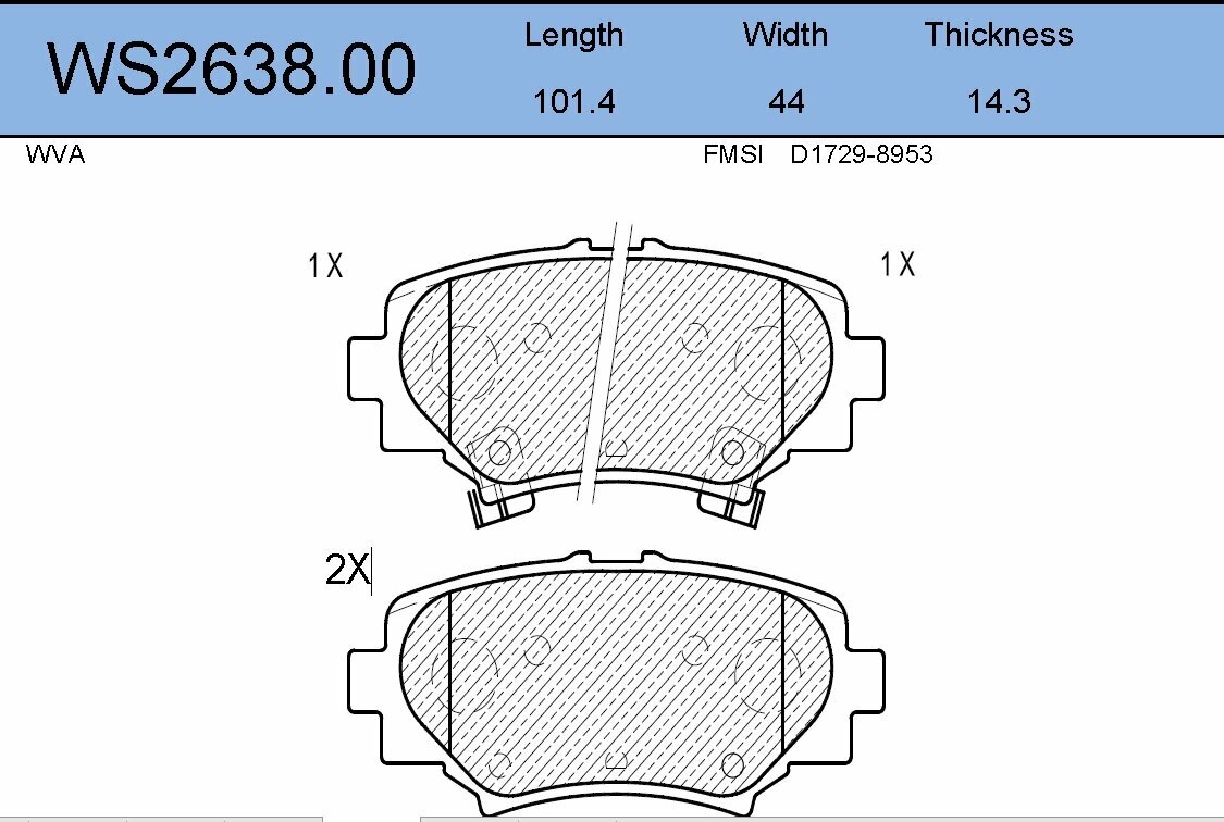 Колодки тормозные дисковые зад JEENICE WS2638.00