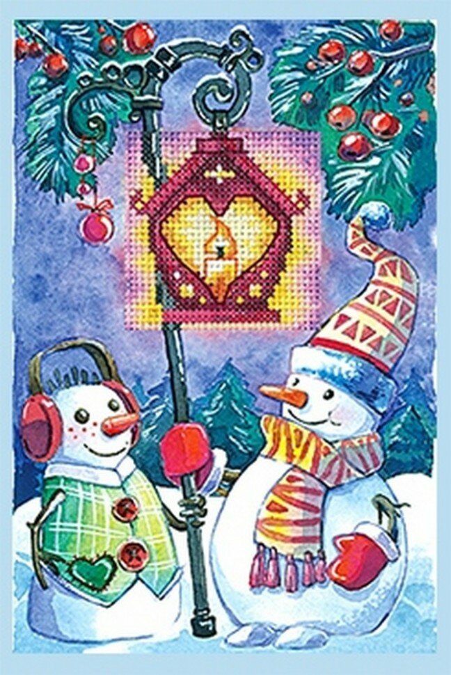 Набор для вышивания Сделай своими руками #О-11 Открытки. Фонарик, Счетный крест, 5 x 5 см