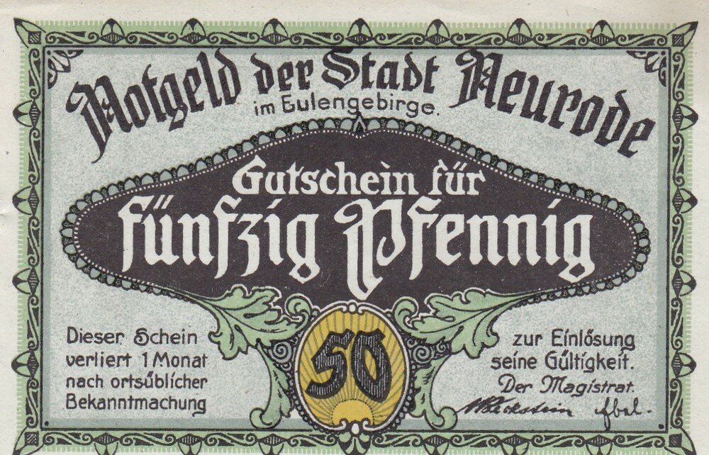 Германия (Веймарская Республика) Нейроде 50 пфеннигов 1921 г. (Вид 2)