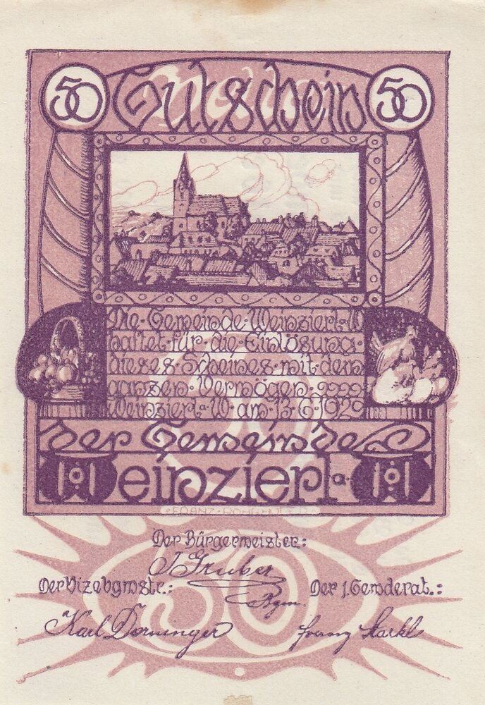 Австрия, Вайнцирль-на-Вальде 50 геллеров 1920 г. (№2)