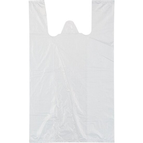 Пакет-майка Комус ПНД белый 12 мкм (25+12х45 см, 100 шт)