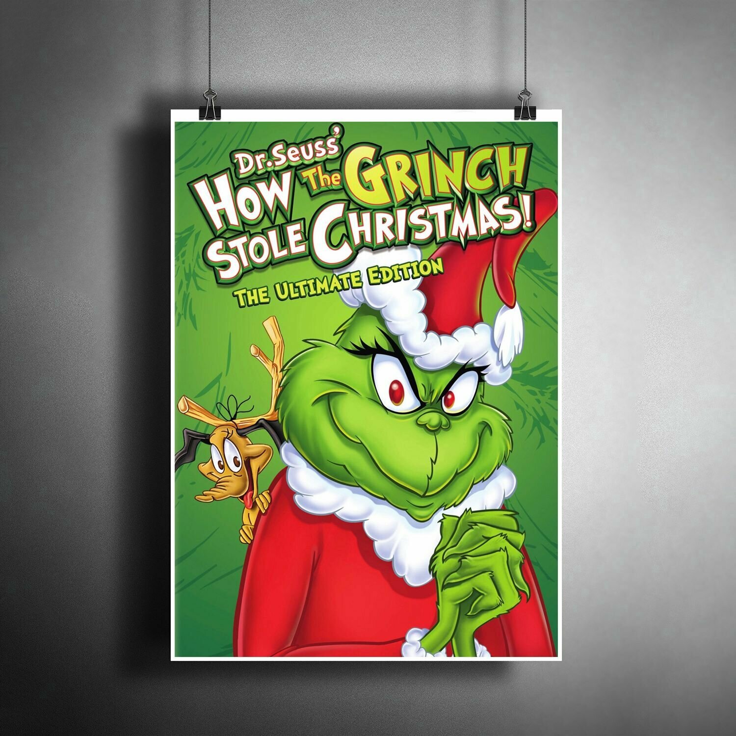 Постер плакат для интерьера "Новогодний мультфильм: Гринч. The Grinch. Новый Год. Рождество" / A3 (297 x 420 мм)