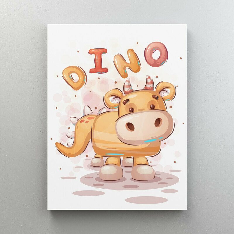 Интерьерная картина на холсте "Детский постер - маленький бычок" размер 45x60 см