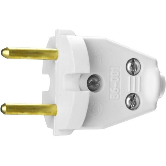 Вилка Сибин электрическая, разборная, 6А/220В, белая, 55152-W