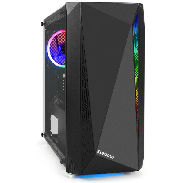 Компьютерный корпус Minitower ExeGate Mistery R2-NPX450 (mATX, БП 450NPX с вент. 12 см, 2*USB+1*USB 3.0, аудио, черный, 1 вент. 12см с RGb подсветкой