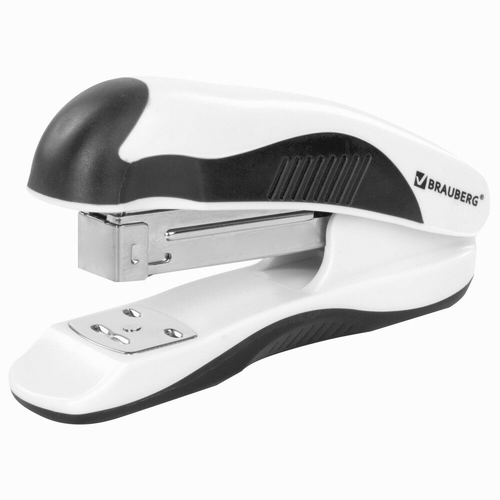 Степлер №24/6, 26/6 BRAUBERG "JET PRO", до 25 листов, эргономичный, бело-черный, 228585, 1 шт