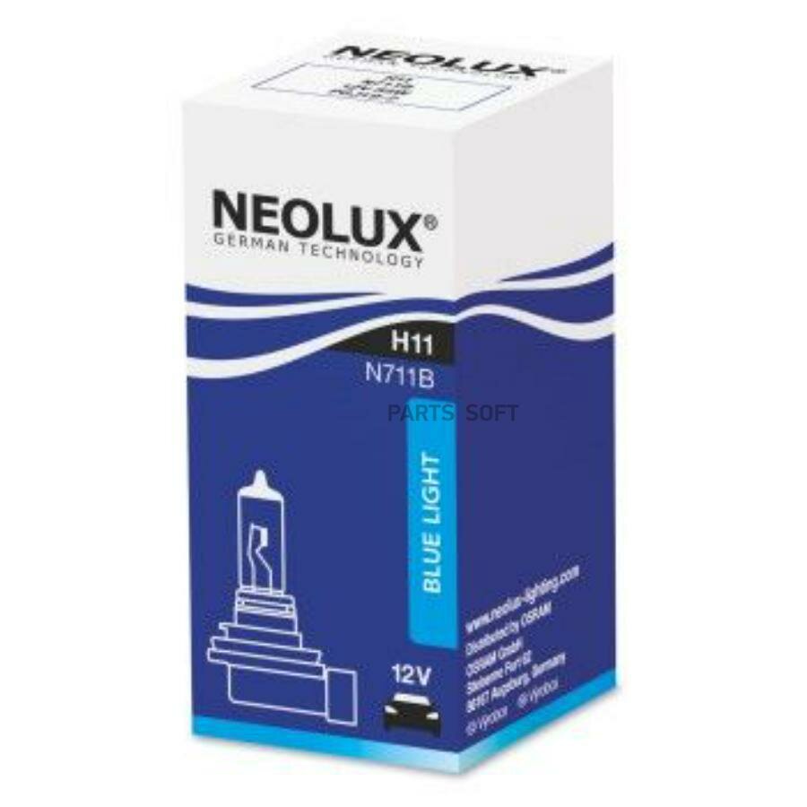 NEO N711B Лампа галогенная H11 12V 55W PGJ19-2 Blue ECE NEOLUX