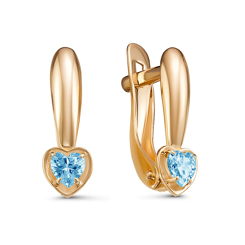 Серьги, золото, 585 проба, фианит