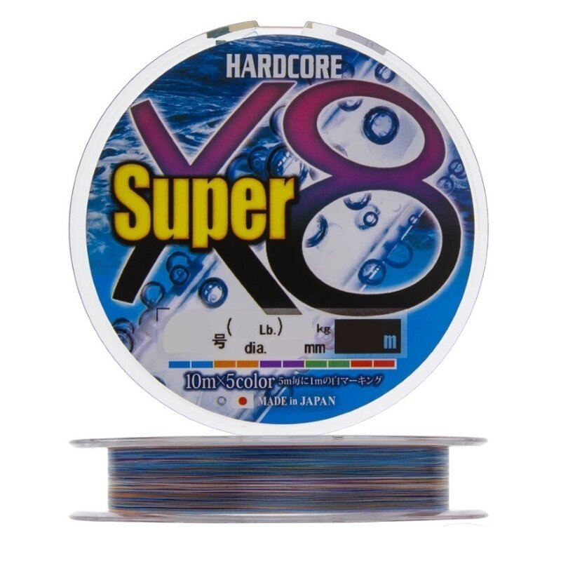 Плетеный шнур Duel PE Hardcore Super X8 #2 (300м, 0.24мм, 16кг) #5Color