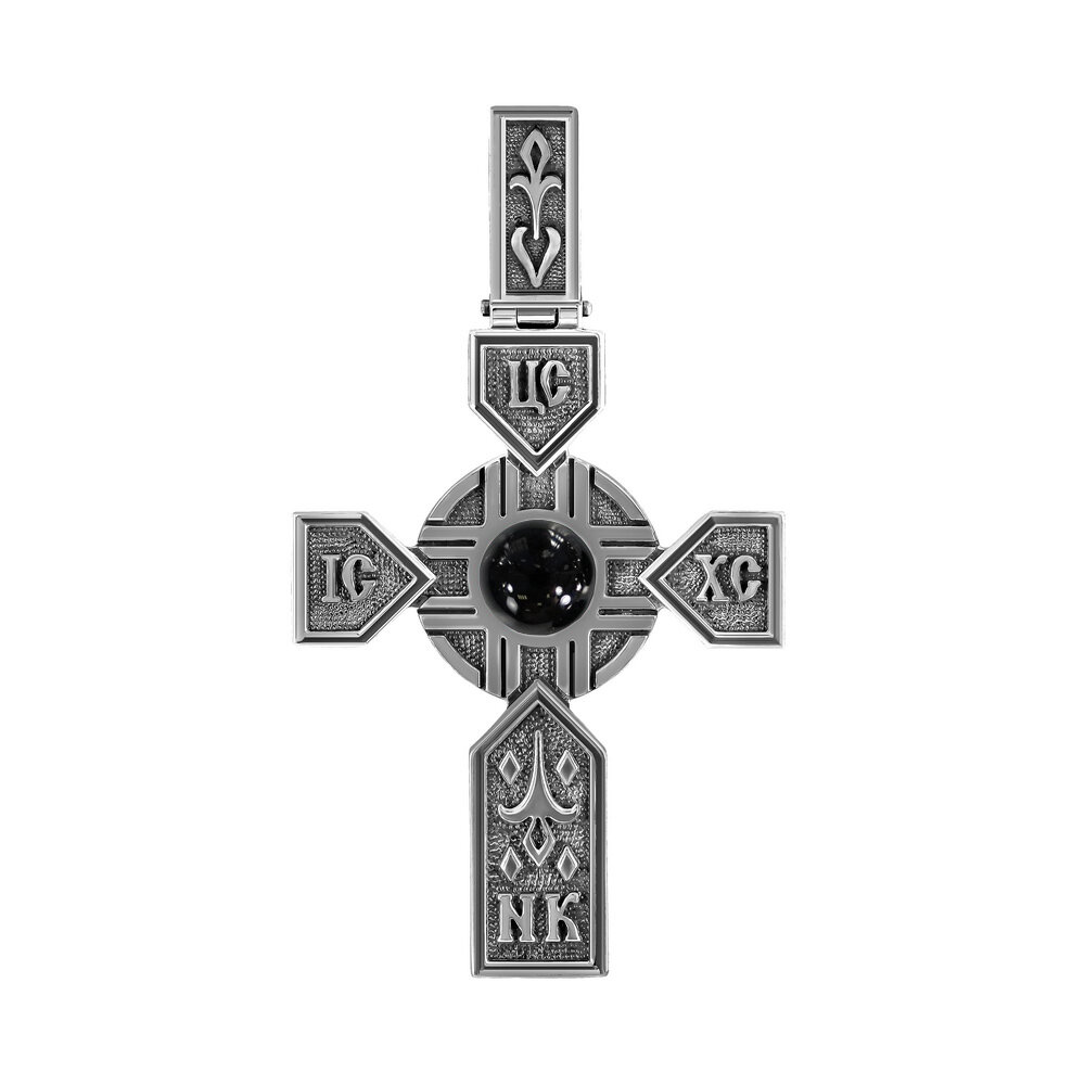 Крестик, серебро, 925 проба, оникс