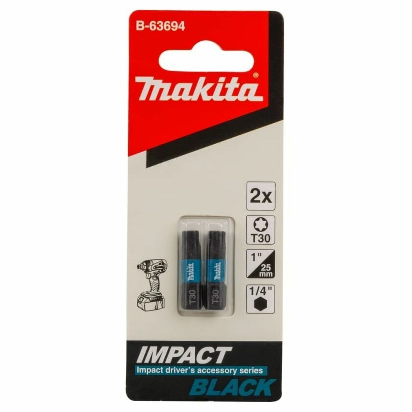 Бита Impact Black T30, 25 мм, C-form, 2 шт. Makita (B-63694)