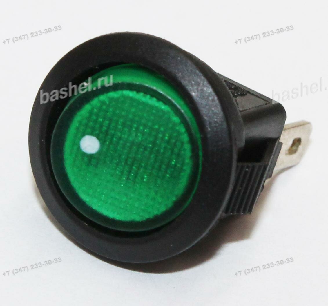 Выключатель SMRS-101N-2 круг, с подсветкой 3PIN, ON-OFF, зелёный