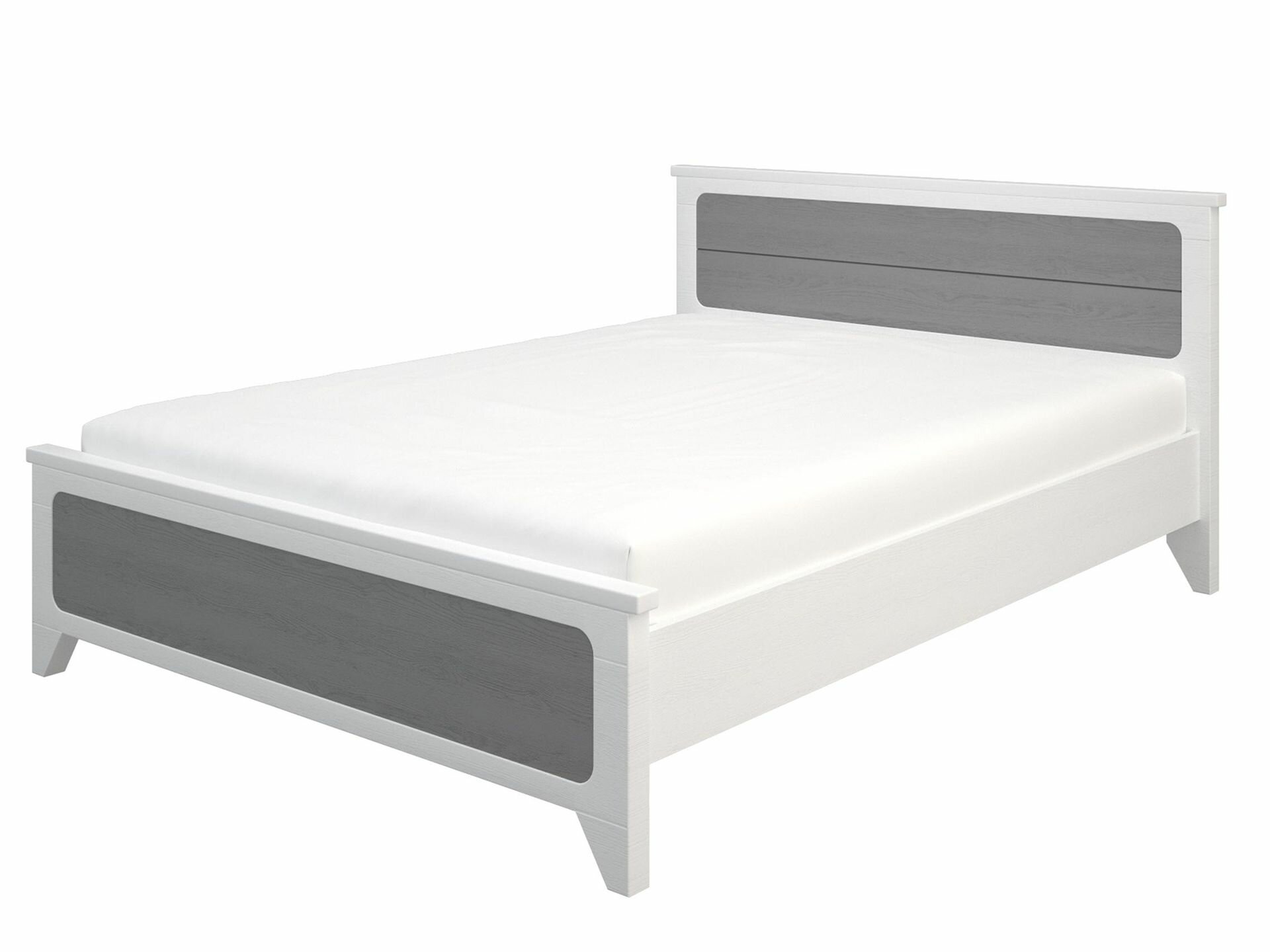 Кровать 2 м Вива WG053 под матрас 140 на 200, цвет Белый/Серый гранит, массив