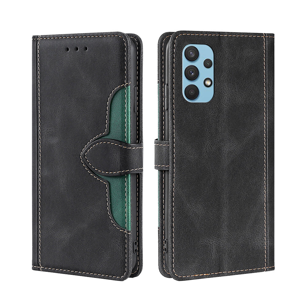 Чехол-книжка MyPads для Samsung Galaxy A32 4G (SM-A325F) / Самсунг А32, узор в сочетании с другим цветом (черный)