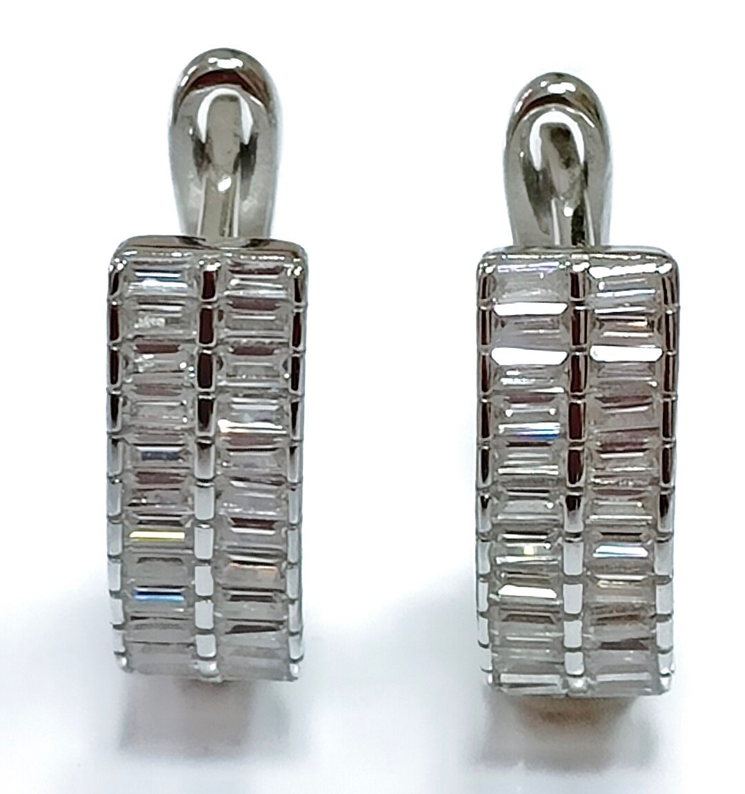 Серьги, серебро, 925 проба, родирование, фианит