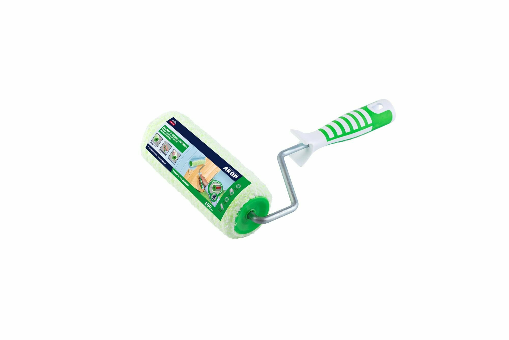 Акор профи валик в сборе для работ по дереву 2-х компонентная ручка микрофибра D8 мм L180 мм