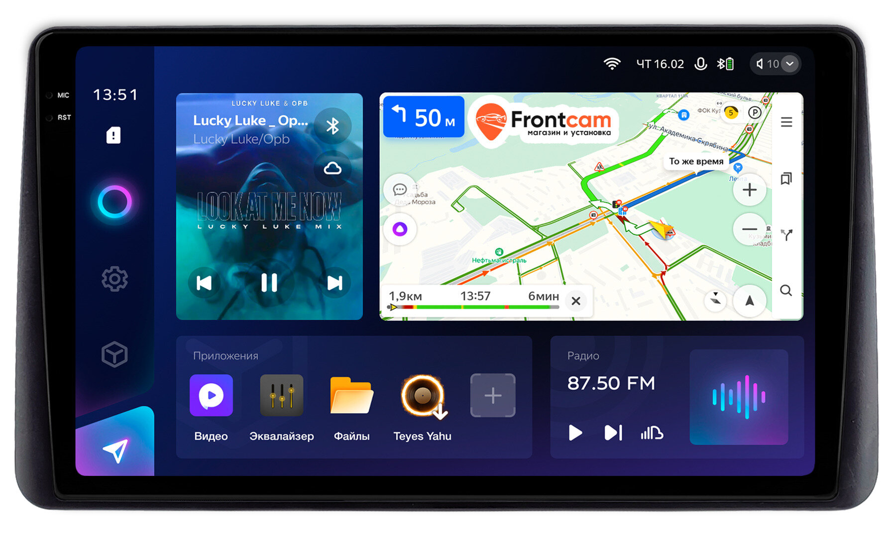 Штатная магнитола Teyes CC3 2K 4/64 9.5" RM-9-1886 Kia Soul 2011-2014 (вместо бардачка, тип 2) Android 10 (4G-SIM, DSP, QLed)