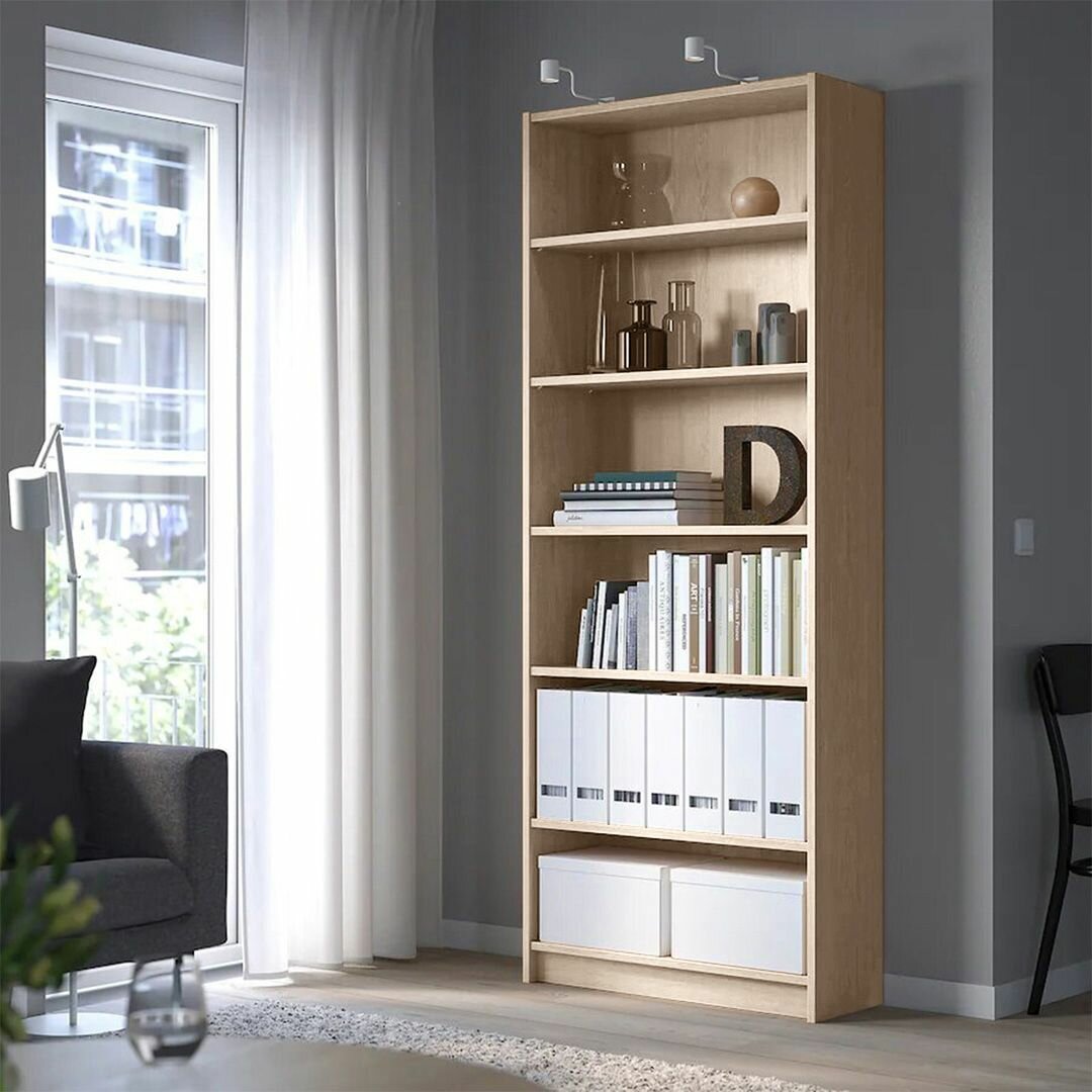 Стеллаж, 80х38х240см, Барни 01 деревянный, Деревянный, Напольный, Дуб Сонома светлый, FRESH мебель