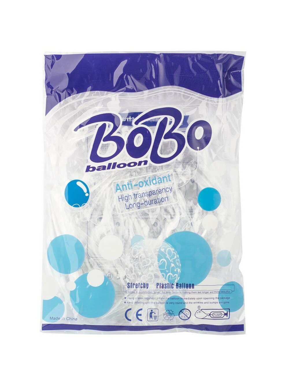 Шар воздушный Веселая Затея BUBBLE BOBO, без рисунка, 24", без гелия