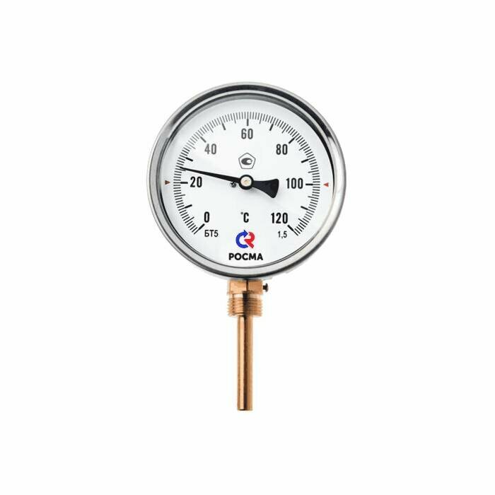 Термометр биметаллический радиальный Дк100 160С L=64мм G1/2" БТ-52.211 Росма 00000002653
