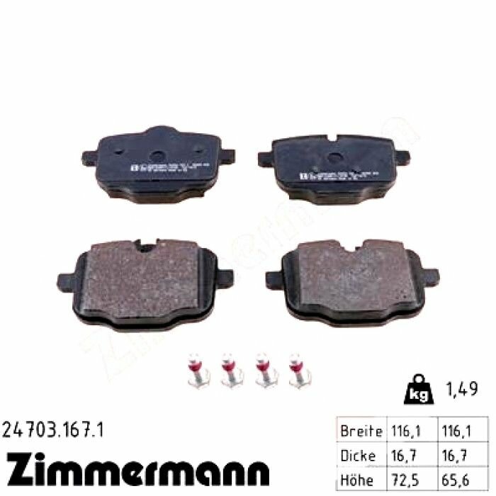 24703.167.1 Колодки тормозные задние BMW 5, 6 Zimmerman
