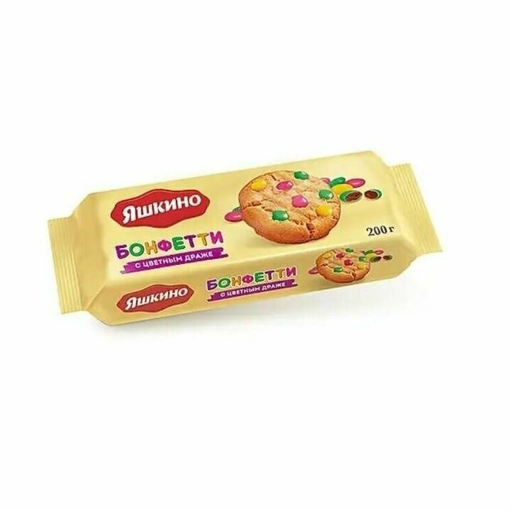Яшкино Печенье сдобное Бонфетти с цветным драже, 200 г