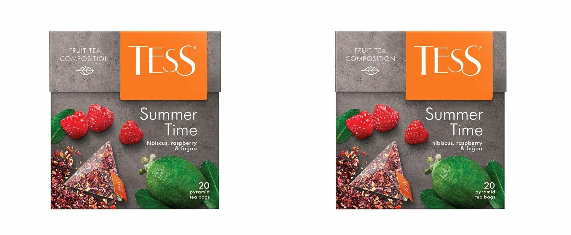 Tess Чай травяной Summer Time с ароматом малины и фейхоа, 20 пак, 2 уп