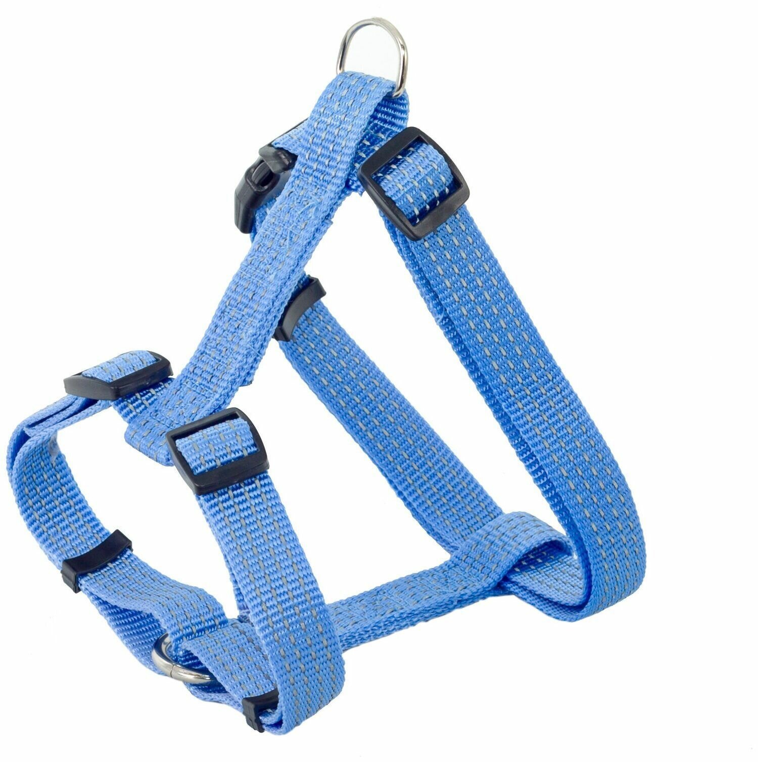 Каскад Шлейка Премиум, нейлон, светоотражающая, синяя 15 мм, обхват шеи 30-36 см, обхват груди 36-50 см