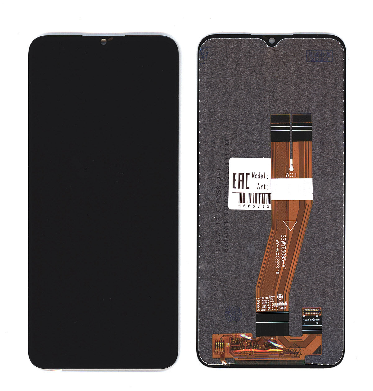 Дисплей (модуль) для телефона Samsung Galaxy A03S (A037F), в сборе с тачсркином (full size), черный