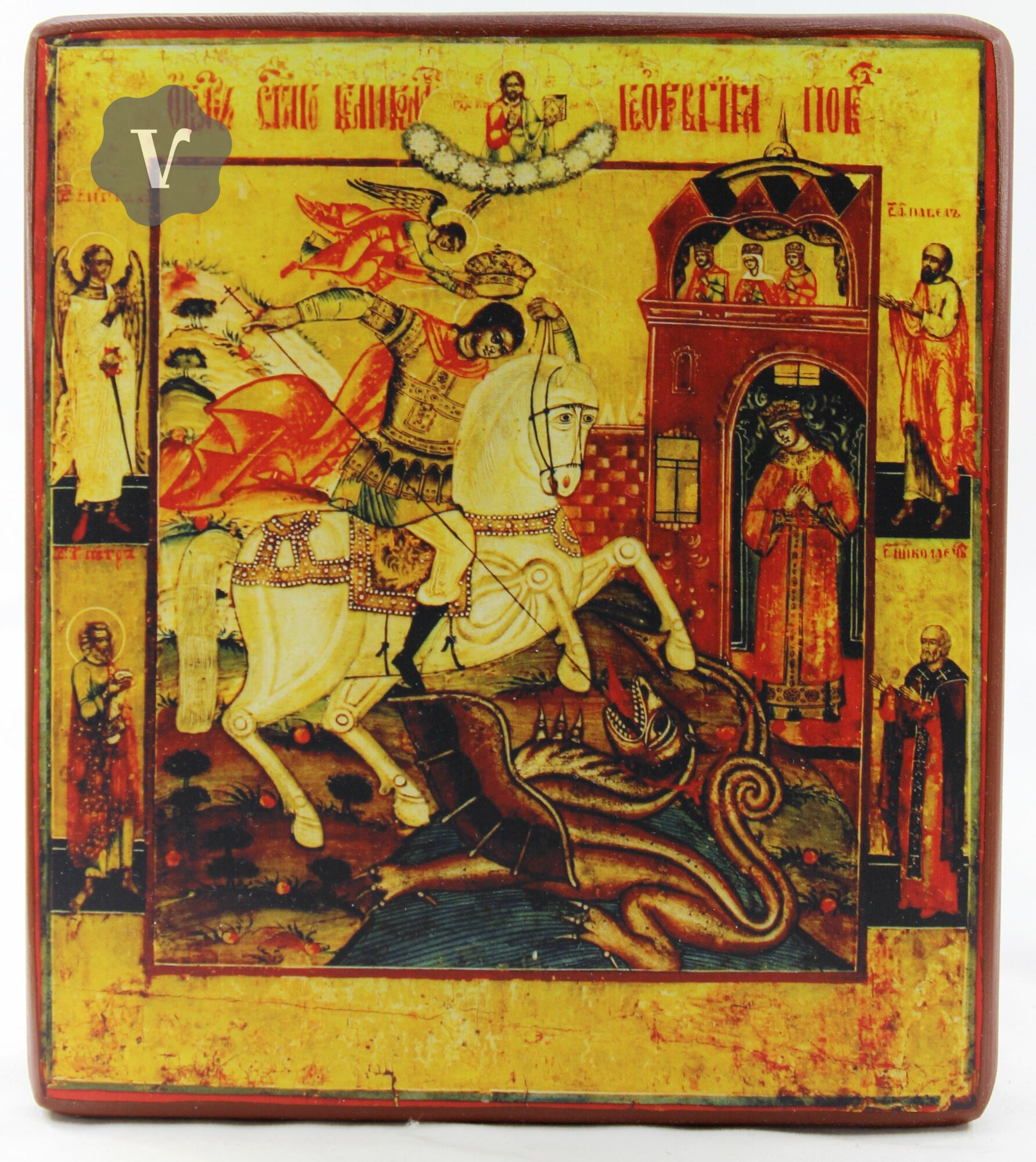 Православная икона великомученик Георгий Победоносец, деревянная иконная доска, левкас, ручная работа