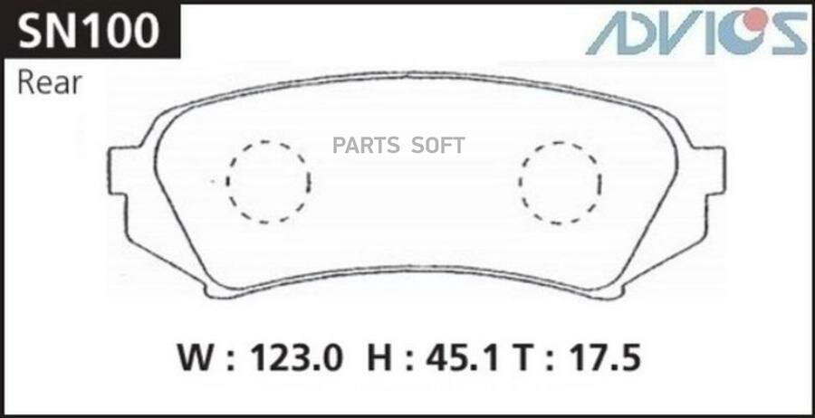 SN100 ADVICS Колодки тормозные TOYOTA LAND CRUISER 100/LEXUS LX470 98>07 задние