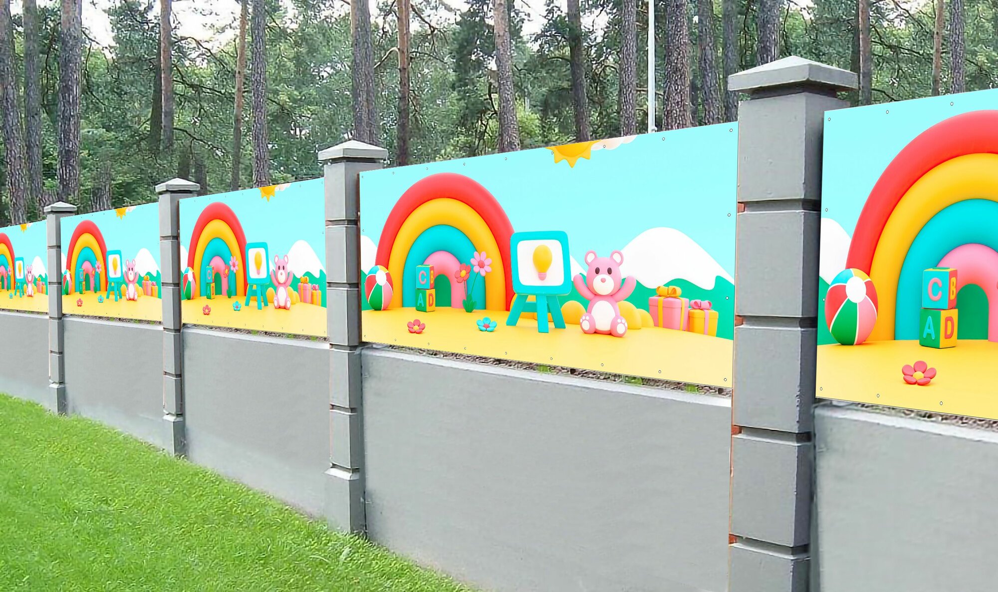 Фотосетка для забора, фасада Фотофасад с люверсами 2,4 х 1 м