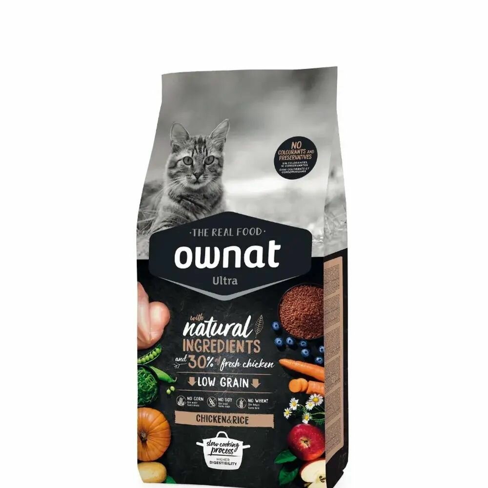 Ownat Ultra Корм для кошек, с курицей и рисом, 1,5 кг