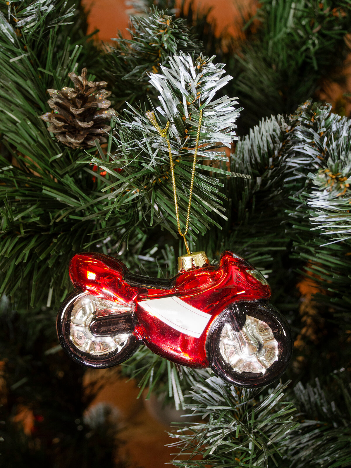 Стеклянная новогодняя елочная игрушка "UltraMarin" 146-LN НГ Мотоцикл 1 шт.