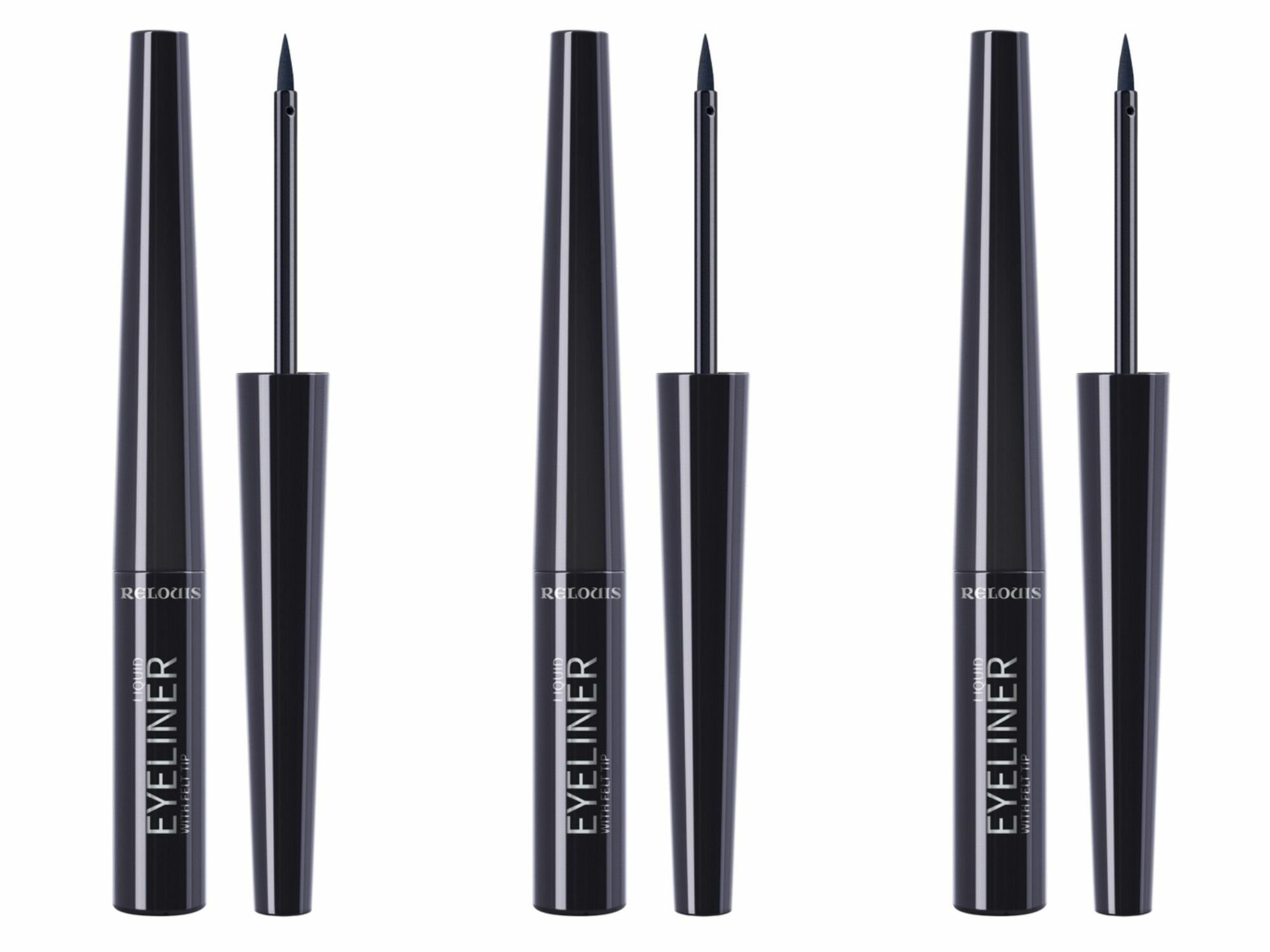 Relouis Подводка для глаз жидкая с фетровым аппликатором, 3 шт