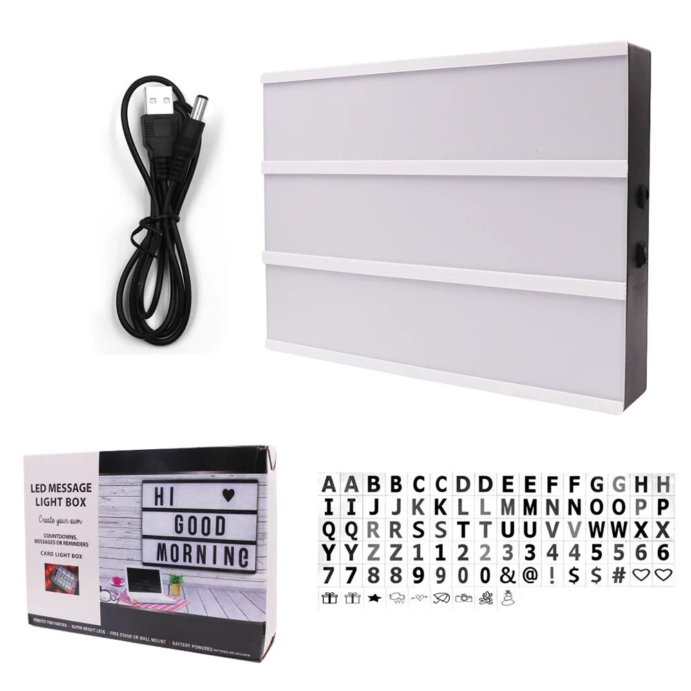 Ночник HEGEHE А4/A5/A6 с черными буквами Белый, Black Box and Cards, A4 30X22X4CM